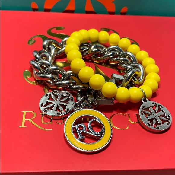 Rustic Cuff | Jewelry | 2 Rustic Cuff Bracelets Becky Yellow Silver Links | Poshmark